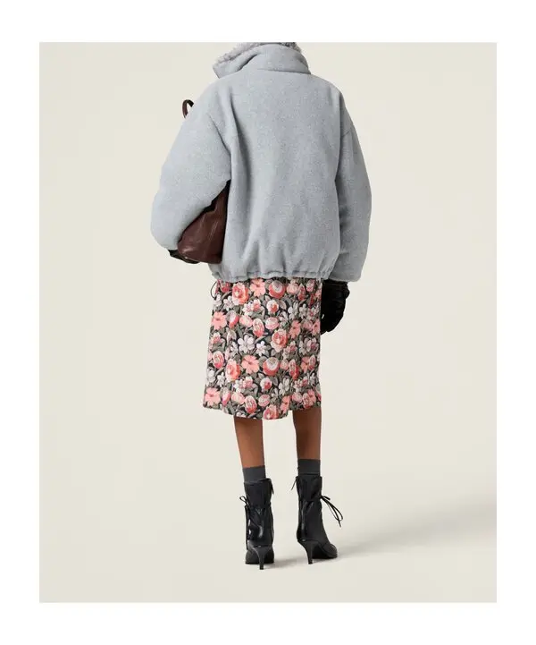 Miu Miu Fleece Down Jacket With Embroidered Logo
