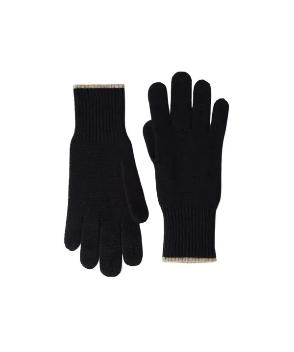 Brunello Cucinelli Intarsia-knit Cashmere Gloves - Black