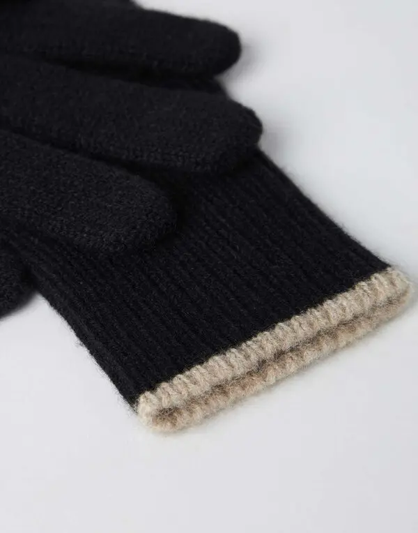 Brunello Cucinelli Intarsia-knit Cashmere Gloves - Black