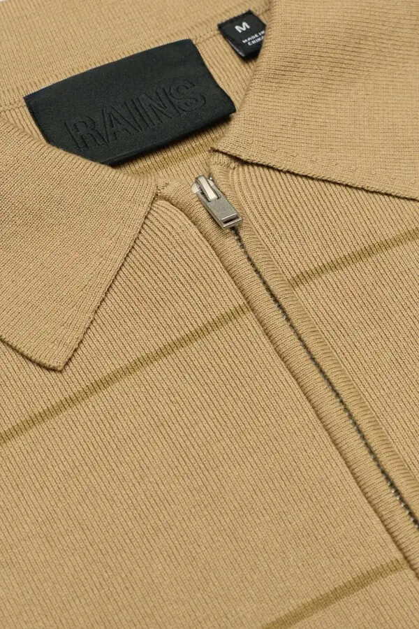 Rains Striped Knit Long-sleeved Polo Shirt