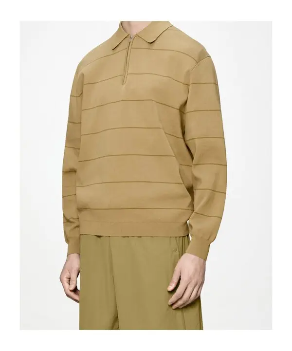 Rains Striped Knit Long-sleeved Polo Shirt