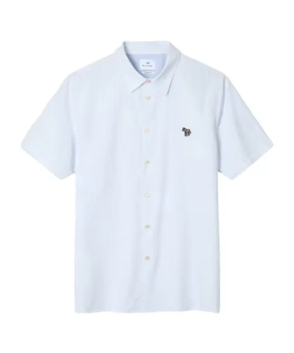 Paul Smith Tailored-fit Stripe Zebra Short-sleeve Shirt - Blue