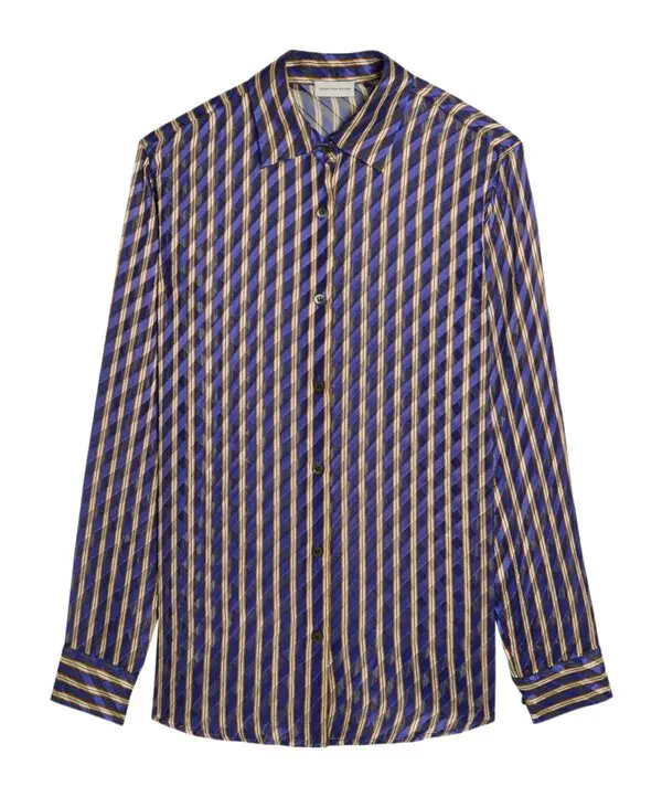 Dries Van Noten Clavelly Striped Devoré Shirt