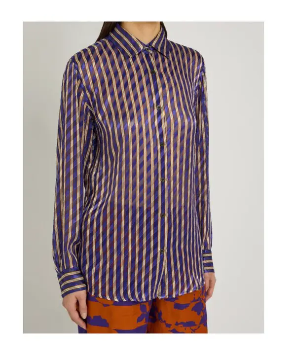 Dries Van Noten Clavelly Striped Devoré Shirt