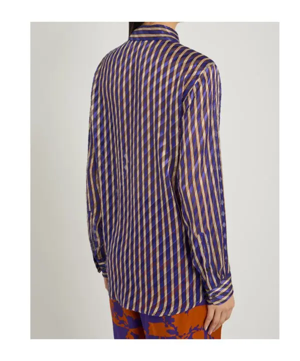 Dries Van Noten Clavelly Striped Devoré Shirt