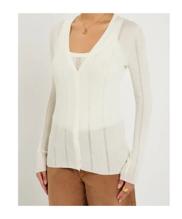 Gabriela Hearst Lillian Pointelle Wool Cardigan