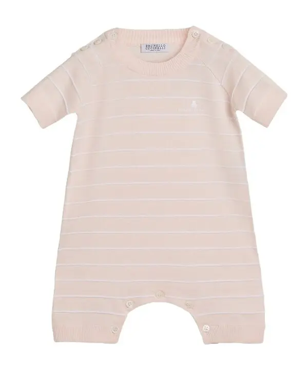 Brunello Cucinelli Striped Knit Bodysuit - Light Pink