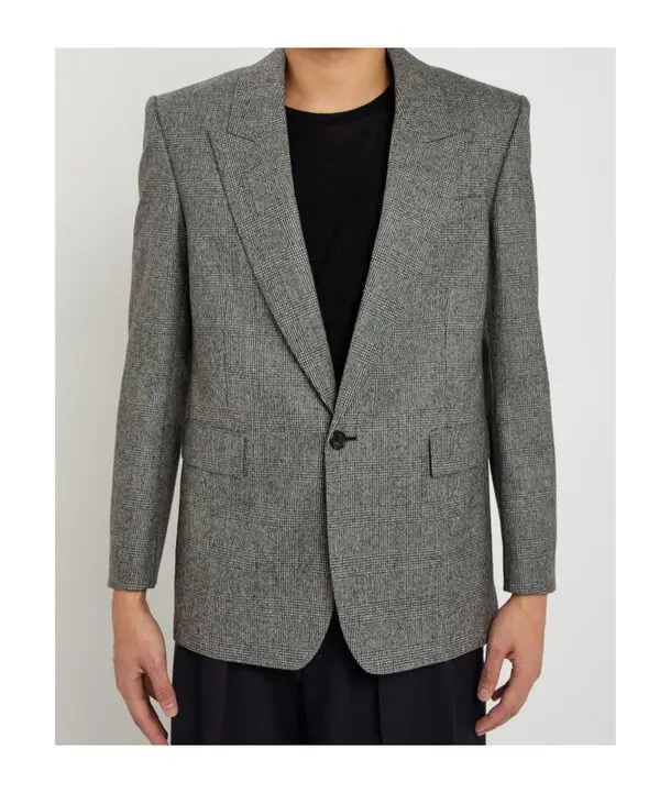 Saint Laurent Checked Wool Blazer