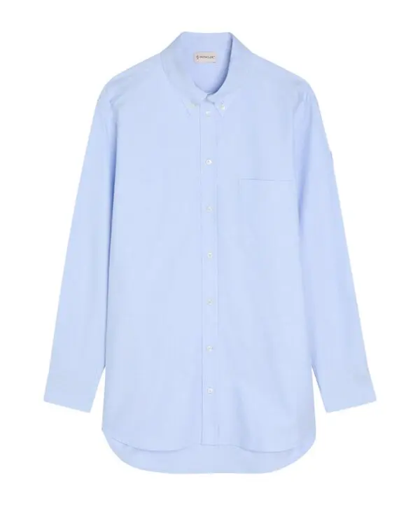 Moncler Logo Appliquéd Cotton Shirt - Blue