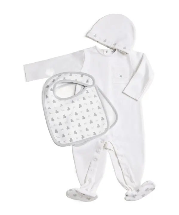 Brunello Cucinelli Bear-print Cotton Babygrow Set