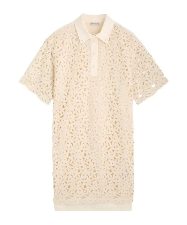 Moncler Embroidered Cotton Mini Shirt Dress