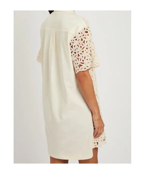 Moncler Embroidered Cotton Mini Shirt Dress