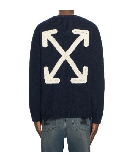 Off-White Maxi Arrow Embroidered Knit Crewneck