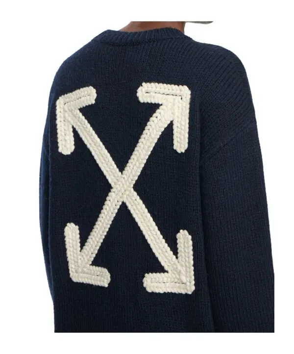 Off-White Maxi Arrow Embroidered Knit Crewneck