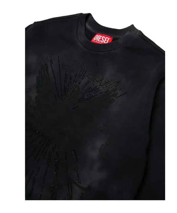DIESEL® Graphic Print Rhinestone Embellished Sweatshirt