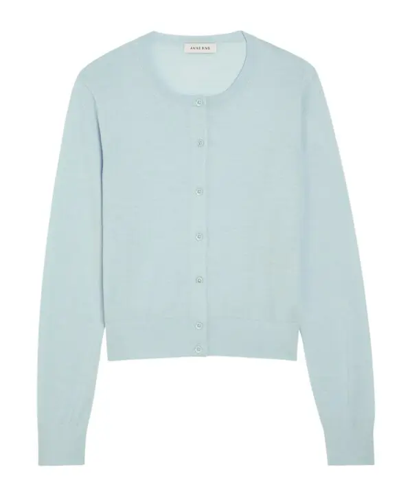 ANINE BING Round Neck Long Sleeve Cardigan - Green