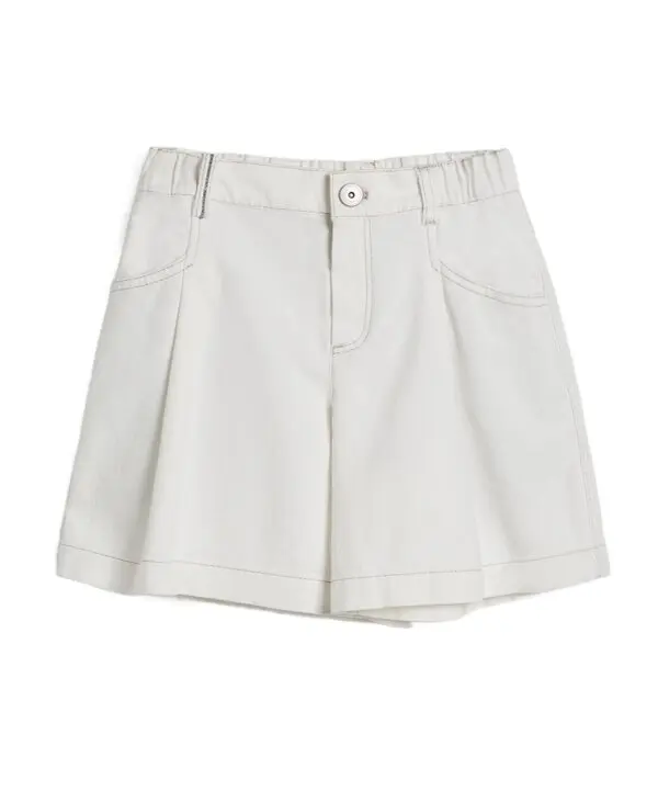 Brunello Cucinelli Pleated Wide-leg Denim Shorts
