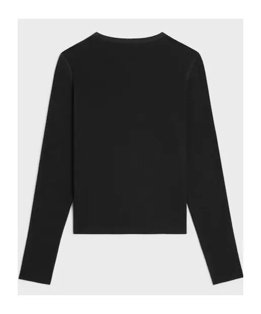 Celine Long Sleeved T-shirt In Ribbed Cotton Jersey