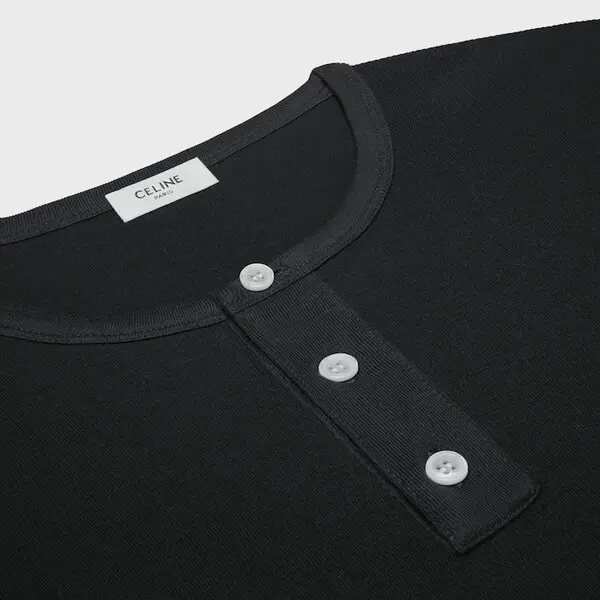 Celine Long Sleeved T-shirt In Ribbed Cotton Jersey