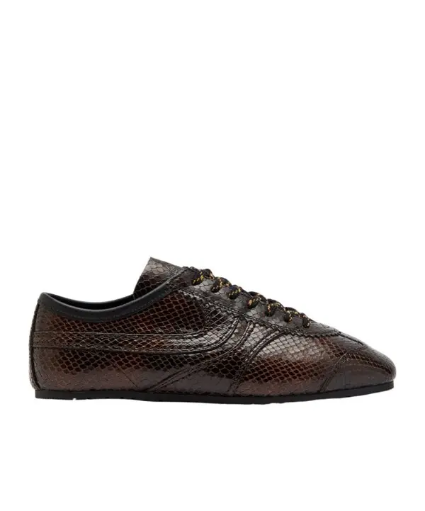 Dries Van Noten Dustin Python-effect Leather Lace-up Sneakers - Black