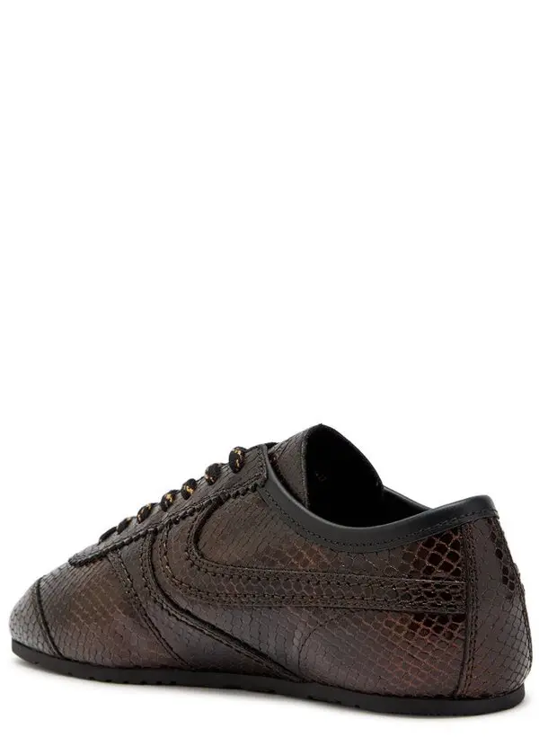Dries Van Noten Dustin Python-effect Leather Lace-up Sneakers - Black