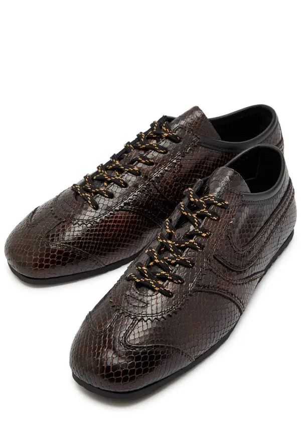 Dries Van Noten Dustin Python-effect Leather Lace-up Sneakers - Black