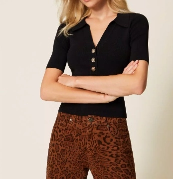TWINSET Button Embellished Polo Shirt
