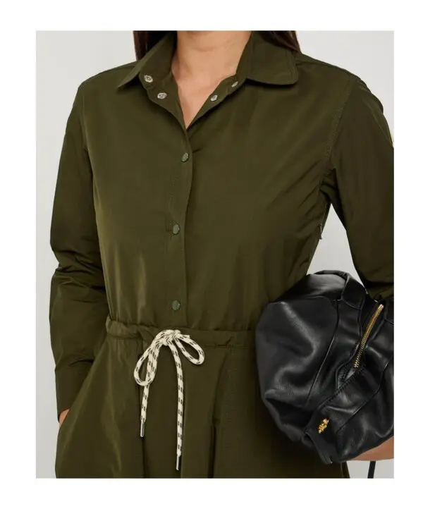 Moncler Drawstring Poplin Midi Shirt Dress