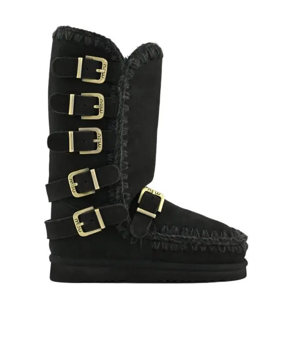 Mou Eskimo Buckle Strap Boots - Black