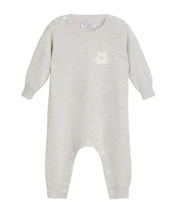 Brunello Cucinelli Button-embellished Teddy-appliqu Romper