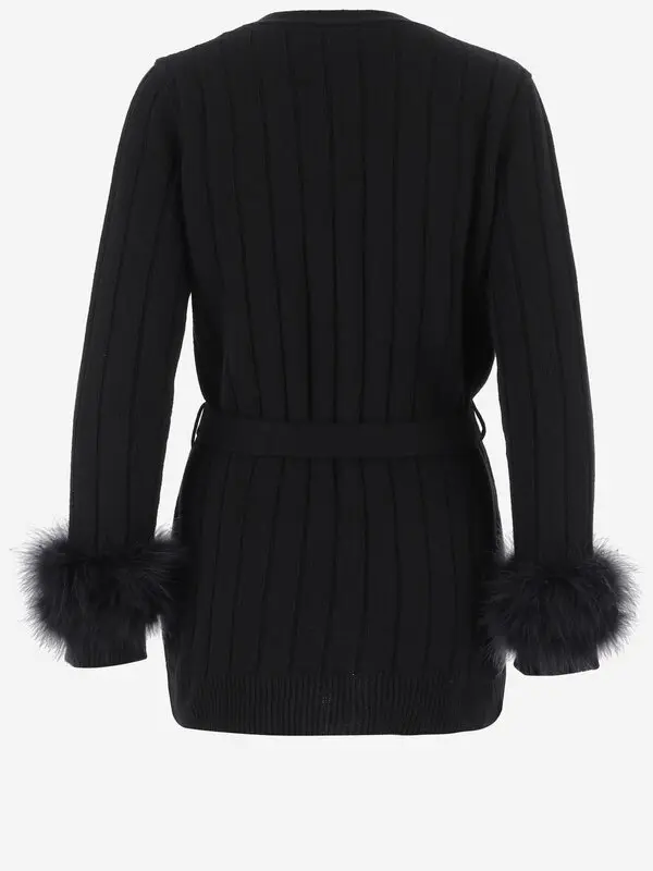 Valentino Garavani V-neck Feather Trim Cardigan