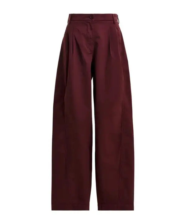 Essentiel Antwerp Tapered Cotton Pants With Twisted Seams - Deep Red