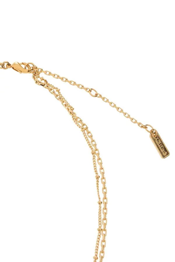 Chloé Pendant Necklace With Logo Plaque