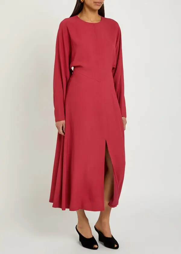JOSEPH Hills Cut-out Crepe Midi Dress - Red