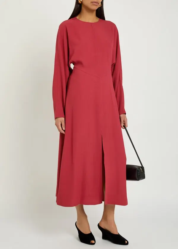 JOSEPH Hills Cut-out Crepe Midi Dress - Red