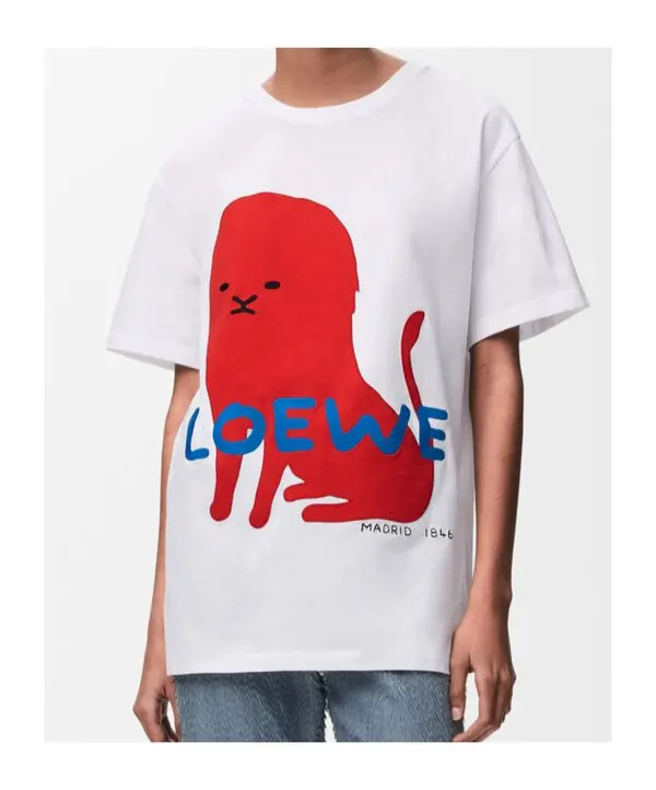Loewe Regular Fit Cotton T-shirt With Lion Graphic