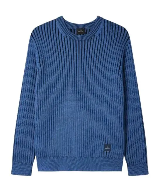 Paul Smith Ribbed-knit Logo-patch Sweater - Blue
