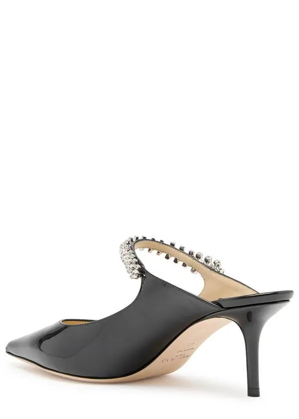 JIMMY CHOO Bing 65 Embellished Patent Leather Mules