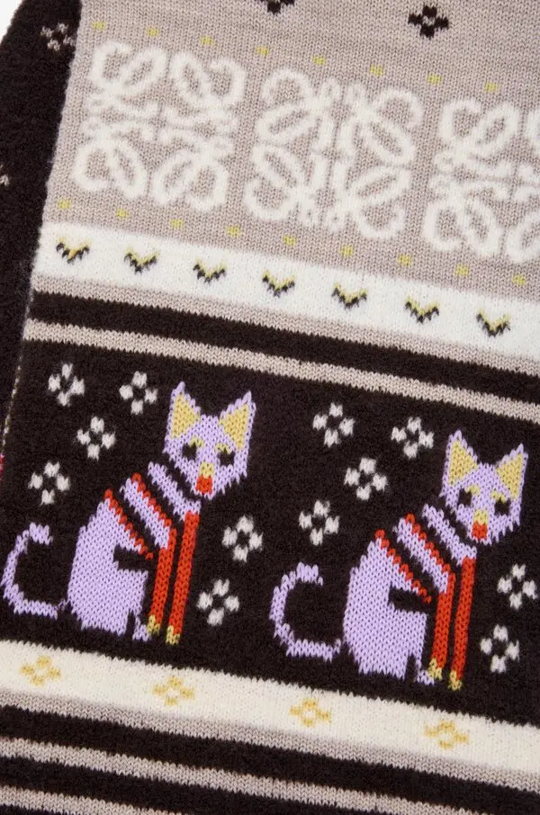 Loewe Cat-motif Patterned Scarf - Nude