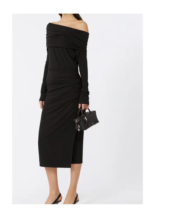 Max Mara Draped Off-shoulder Midi Dress