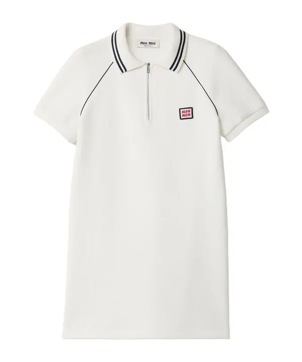Miu Miu Bonded Cotton Piqué Minidress - White
