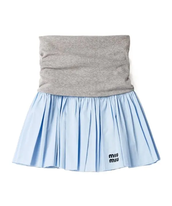 Miu Miu Jersey And Poplin Skirt - Blue