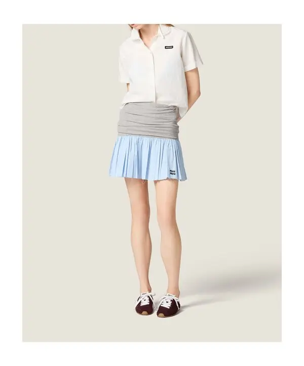 Miu Miu Jersey And Poplin Skirt - Blue
