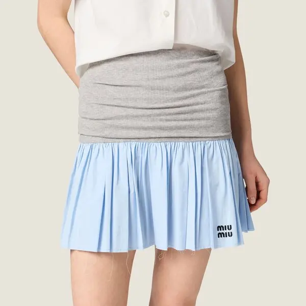 Miu Miu Jersey And Poplin Skirt - Blue