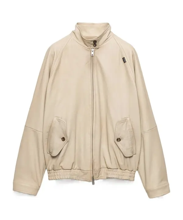 Prada Nappa Leather Blouson Jacket - Ivory