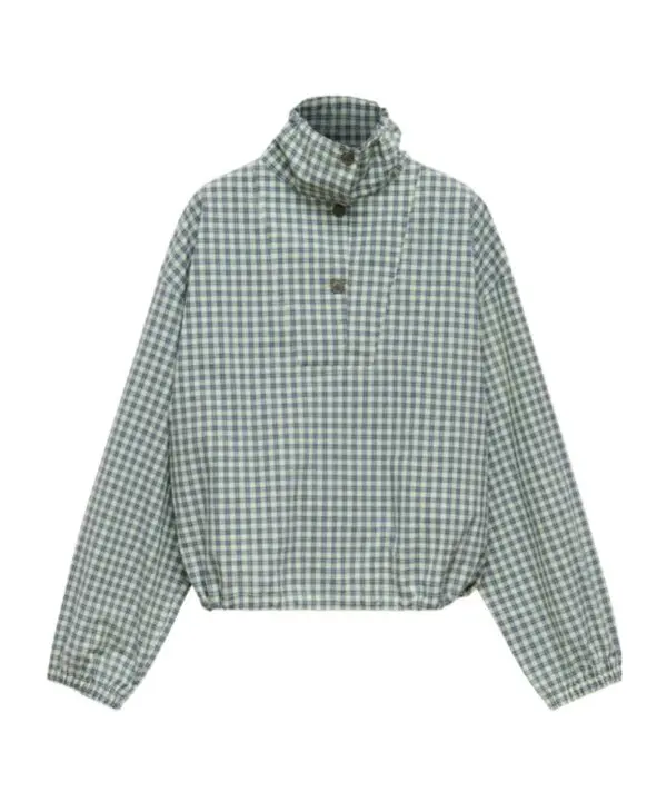 Marni Checked High Neck Blouse - Green