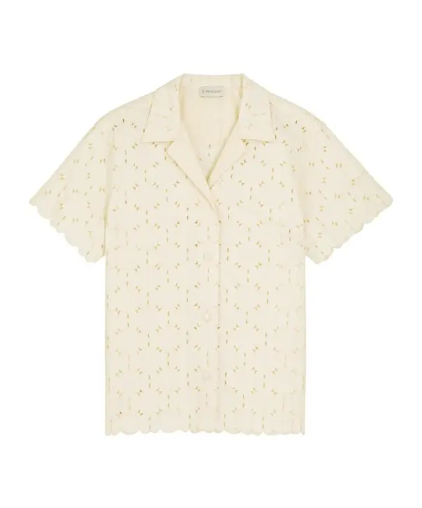Moncler Embroidered Cotton-blend Shirt - White