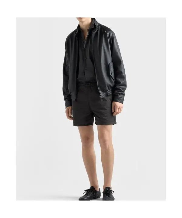 Prada Nappa Leather Zip-up Jacket With Stand Collar