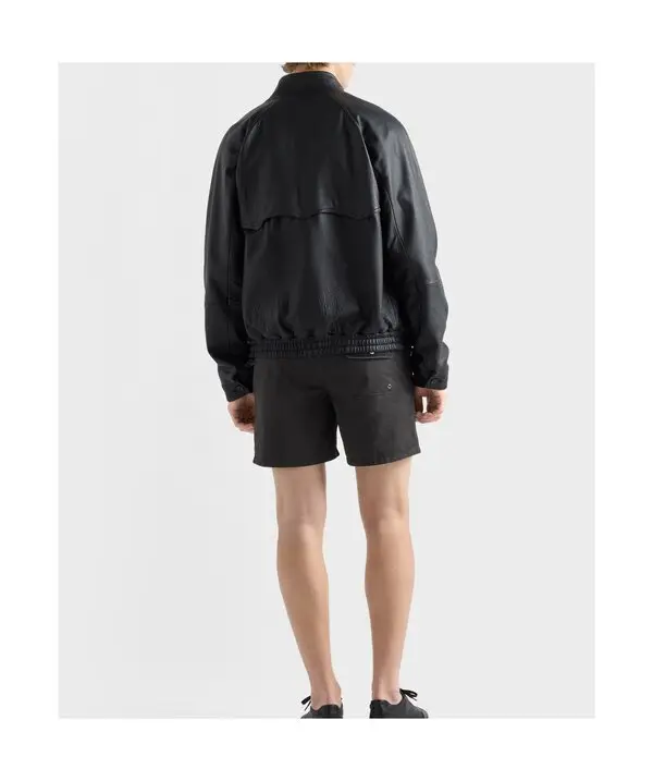 Prada Nappa Leather Zip-up Jacket With Stand Collar