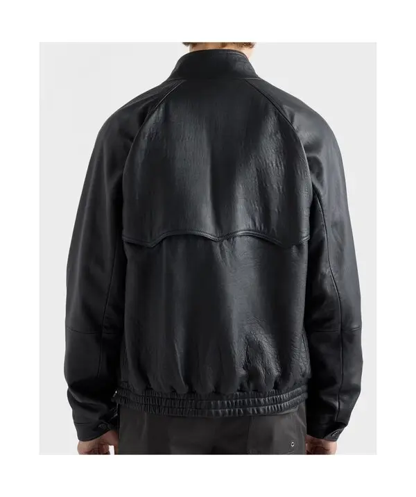 Prada Nappa Leather Zip-up Jacket With Stand Collar